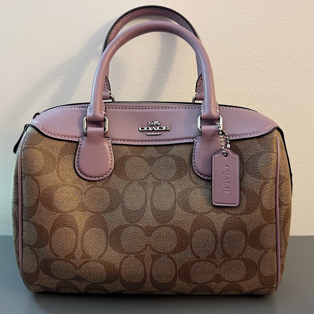 Coach Mini Bennett Satchel In Signature Tan With Purp… - Gem